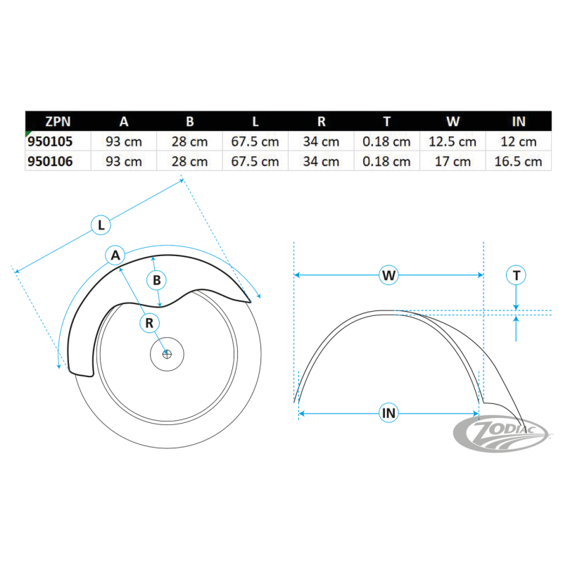 6.25" St smooth custom front fender - Teile Zubehör für Harley Davids ...
